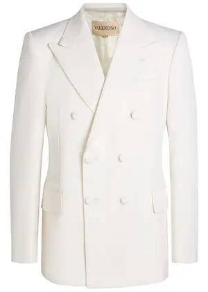 Valentino Garavani Double-breasted Wool Blazer - White