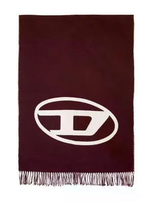 DIESEL® S-tevie Oval D-logo Fringed-edge Scarf - Brown