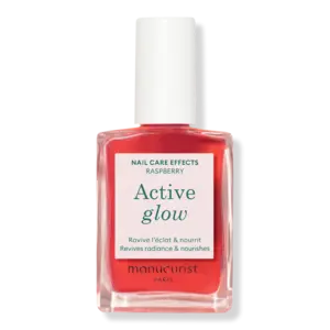 MANUCURIST Active Glow Nail Polish For A Gloss Finish, Nail Strengthener And Growth - Raspberry
