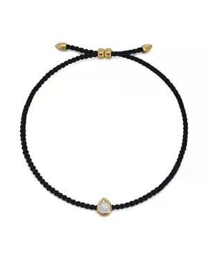 Monica Vinader 18k Gold-vermeil Pear-diamond Cord Bracelet - Black