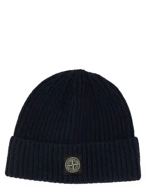 Stone Island Wool Cap With Logo - Blue