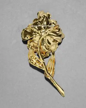 Alexis Bittar Jardin Stemmed Rose Pin - Gold