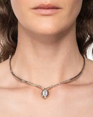 Alexis Bittar Asterales Floating Collar Necklace - Silver