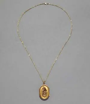 ALEXIS BITTAR Antique Victorian 14k Gold Locket Necklace With Pearl