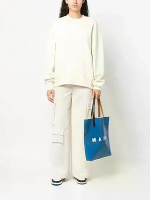 AMI Paris Logo-embroidered Patch Sweatshirt - Neutrals