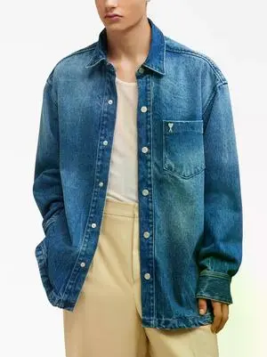 AMI Paris De Coeur-plaque Denim Jacket