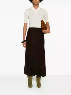 Eric Bompard Ribbed Flared Midi Skirt