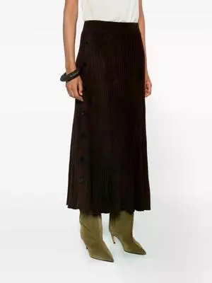 Eric Bompard Ribbed Flared Midi Skirt
