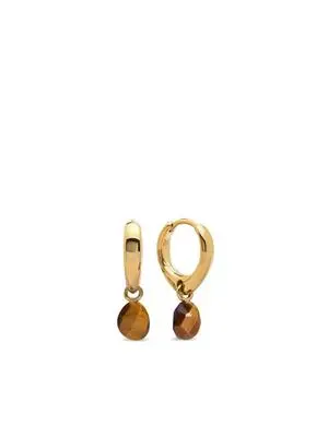 Monica Vinader Tiger Eye Drop Huggie Earrings - Gold