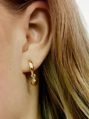 Monica Vinader Tiger Eye Drop Huggie Earrings