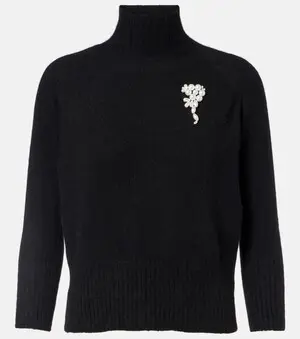 Simone Rocha Embellished Cashmere Turtleneck Sweater