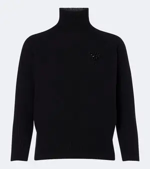 Simone Rocha Embellished Cashmere Turtleneck Sweater - Black