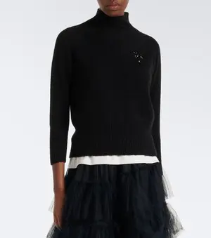 Simone Rocha Embellished Cashmere Turtleneck Sweater - Black