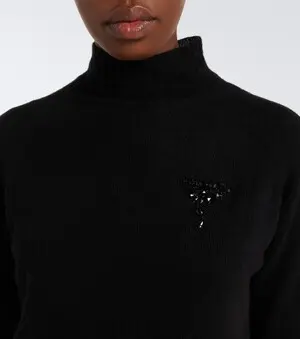Simone Rocha Embellished Cashmere Turtleneck Sweater - Black