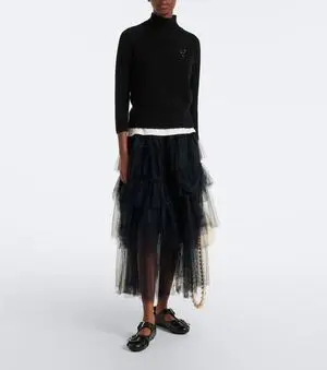 Simone Rocha Embellished Cashmere Turtleneck Sweater - Black