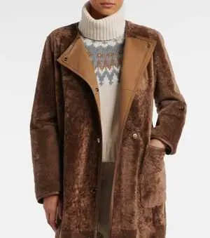 Bogner Belted Hooded Shearling Coat