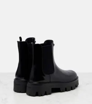 Prada Logo Leather Platform Chelsea Boots
