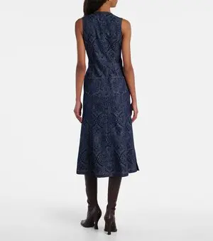 Etro Printed Denim Midi Dress