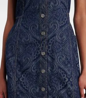 Etro Printed Denim Midi Dress