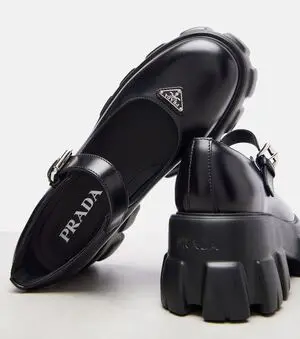 Prada Monolith Leather Mary Jane Flats