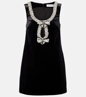 SELF-PORTRAIT Crystal-embellished Velvet Mini Dress
