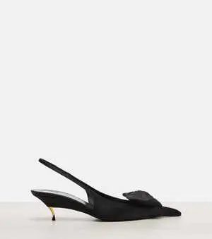 Saint Laurent Dakota 50 Crêpe Satin Slingback Pumps - Black