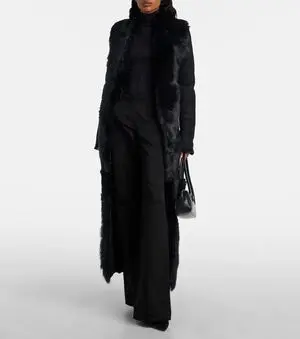 Magda Butrym Shearling-trimmed Suede Coat