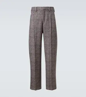 Zegna Prince Of Wales Check Wool Straight Pants - Grey