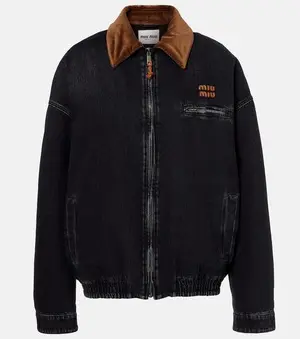 Miu Miu Logo Denim Jacket - Black