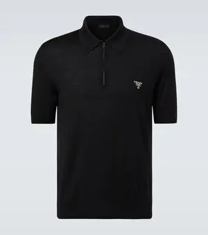 Prada Virgin Wool Polo Shirt - Black