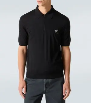 Prada Virgin Wool Polo Shirt - Black
