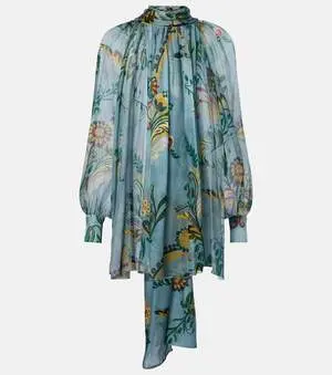 Etro Printed Silk Top - Blue