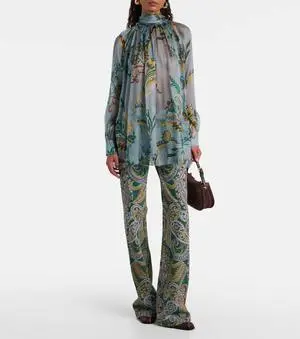 Etro Printed Silk Top - Blue