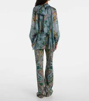 Etro Printed Silk Top - Blue