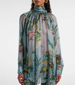 Etro Printed Silk Top - Blue