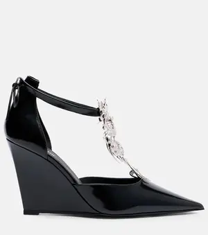Coperni Dragon Embellished Leather Wedge Pumps