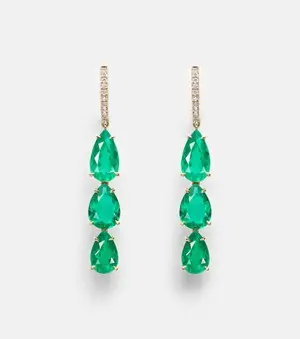 ANITA KO Anya 18kt Yellow Drop Earrings With Diamonds And Emeralds - Gold