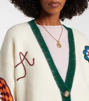 ALEMAIS Alémais Crochet-trimmed Cardigan - Beige