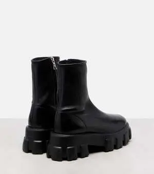 Prada Monolith Leather Ankle Boots