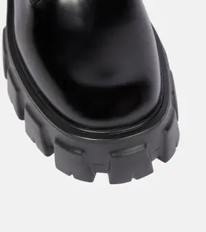 Prada Monolith Leather Ankle Boots - Black
