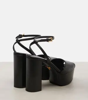 Prada Leather Platform Sandals - Black