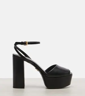 Prada Leather Platform Sandals - Black