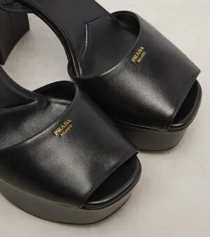Prada Leather Platform Sandals - Black