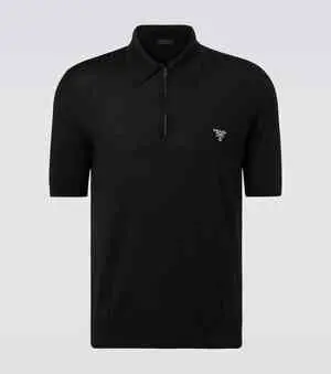 Prada Virgin Wool Polo Shirt - Black