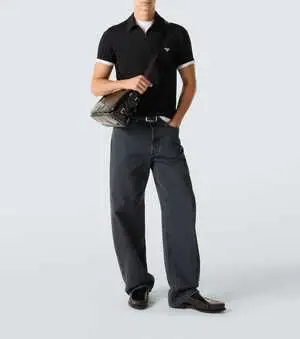 Prada Virgin Wool Polo Shirt - Black
