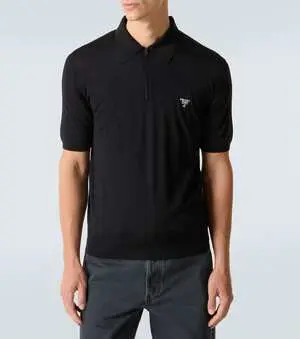 Prada Virgin Wool Polo Shirt - Black
