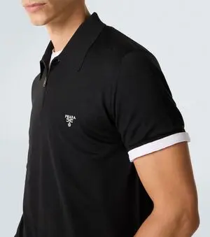 Prada Virgin Wool Polo Shirt - Black