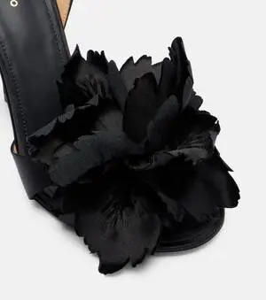 FERRAGAMO Ghilly 95 Floral-applique Satin Sandals - Black