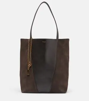 Chloé Spin Leather And Suede Tote - Brown