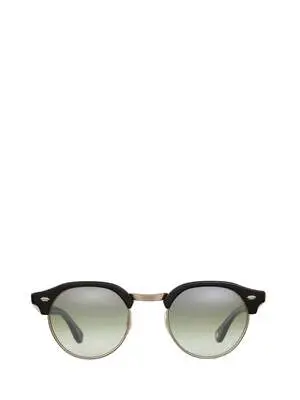 Garrett Leight Round Frame Sunglasses - Black-gold/olive Layered Mirror